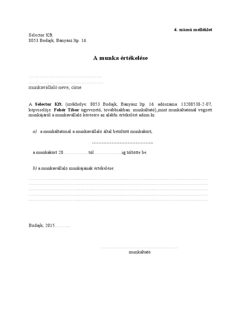 4számú Munka Értékelés | PDF