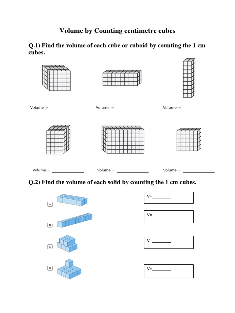 Volume Calculation with cm Cubes | PDF