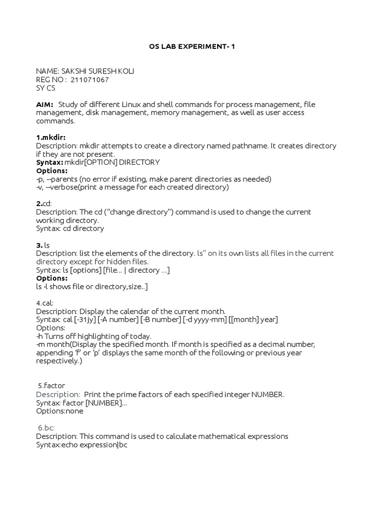 Os Lab 1 Download Free Pdf Computer File Command Line Interface 