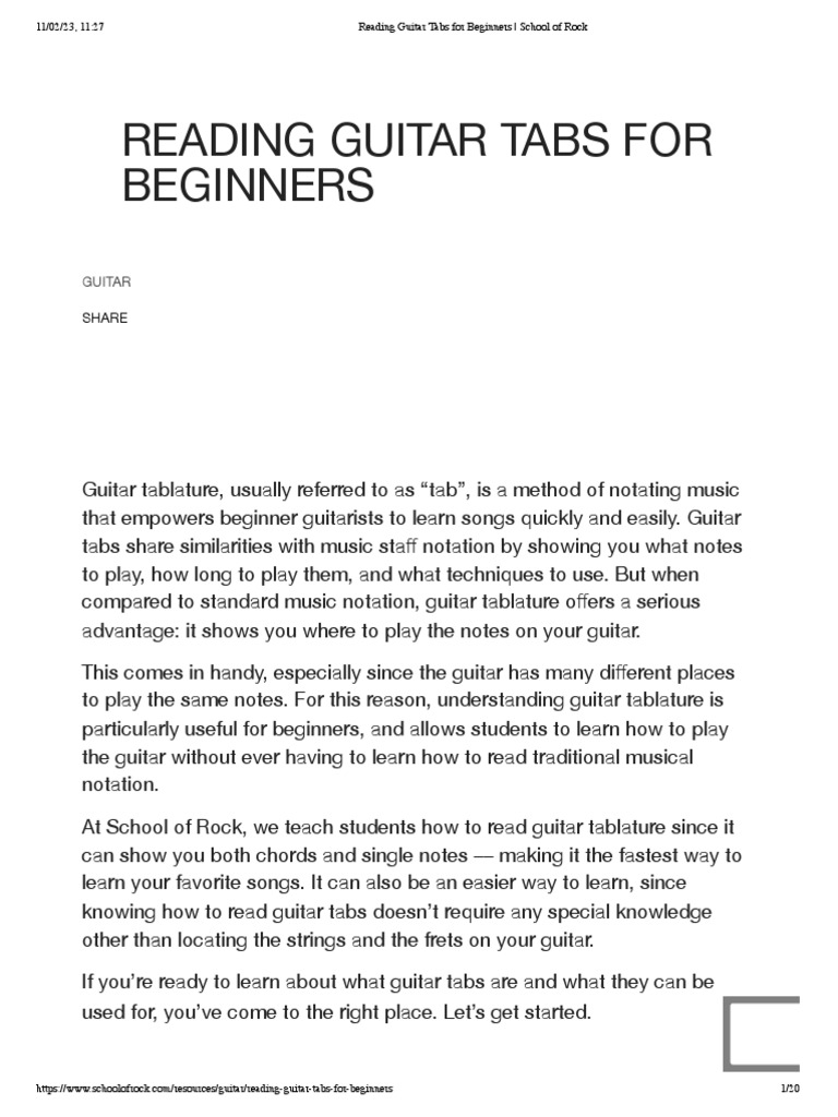 Beginner's Guide to Reading Guitar Tabs | PDF | Guitars | Musical ...