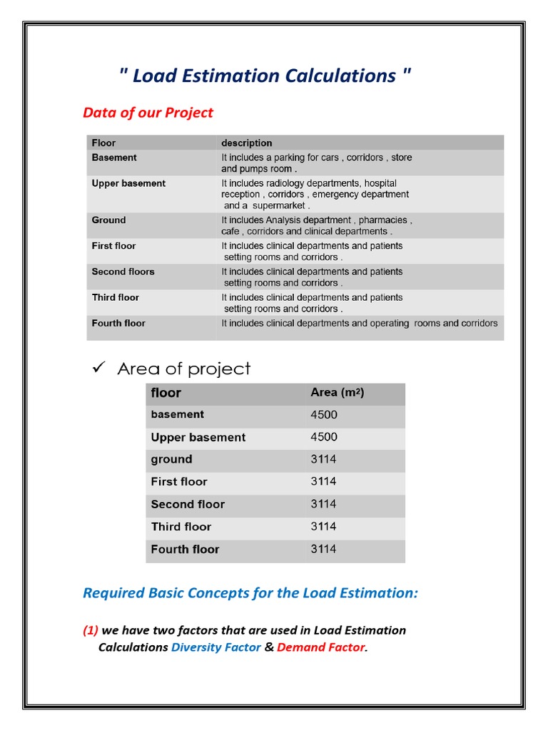 Load Estimation Calculations File | PDF