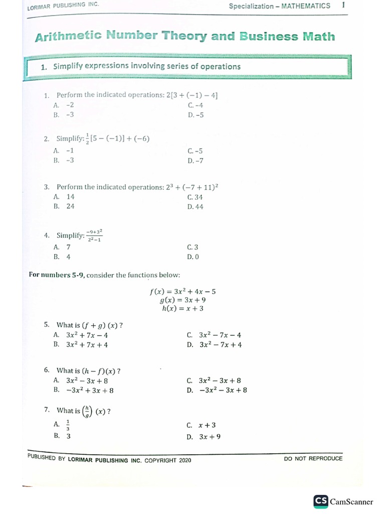 Arithmetic Standard Two Review | PDF