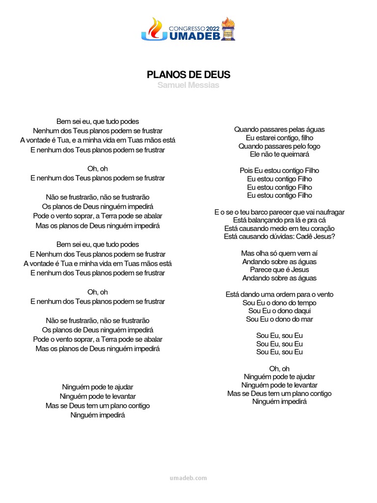 Planos de Deus - Samuel Messias | PDF