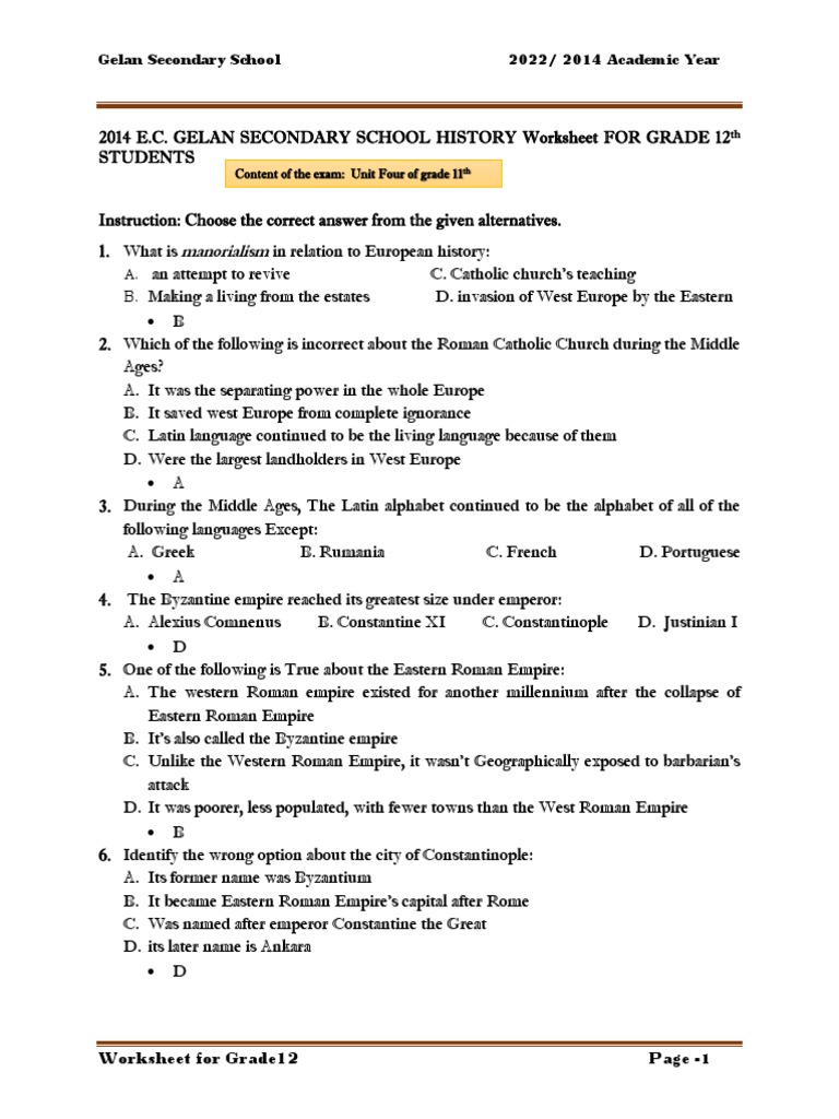 U-4 of 11th Worksheet | PDF | Byzantine Empire | Crusades