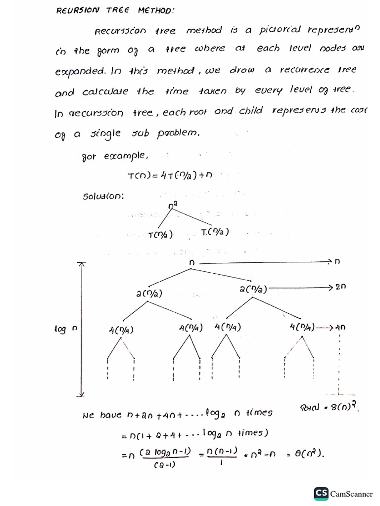 Recursion Tree Method in Recurrance - DAA | PDF Recursion Tree Method in Recurrance - DAA | PDF