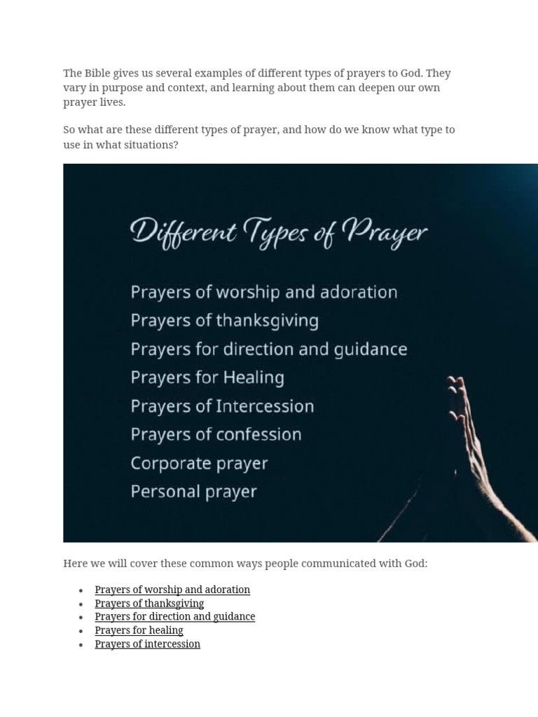 Types of Prayer | PDF | Prayer | Confession (Religion)