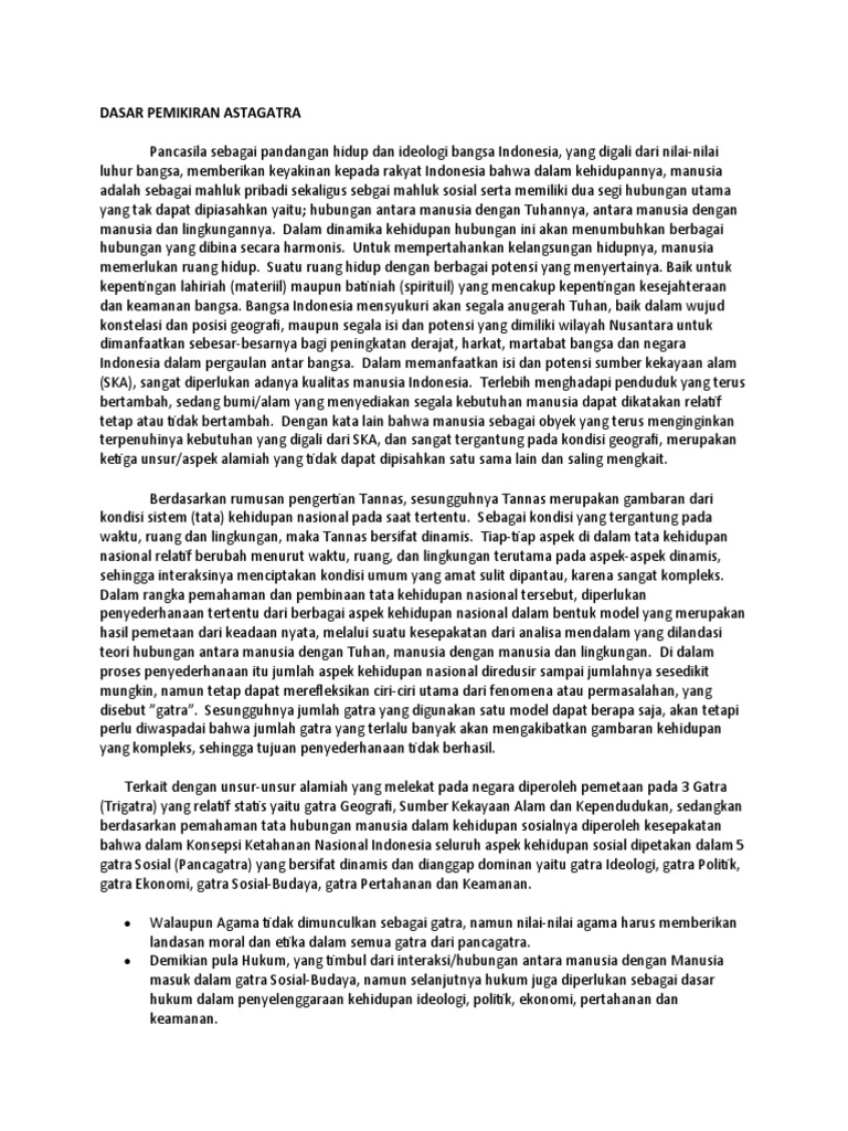 Dasar Pemikiran Astagatra | PDF