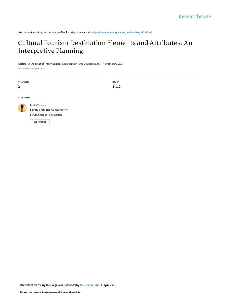 Cultural Tourism Paper | PDF | Tourism | Sustainability