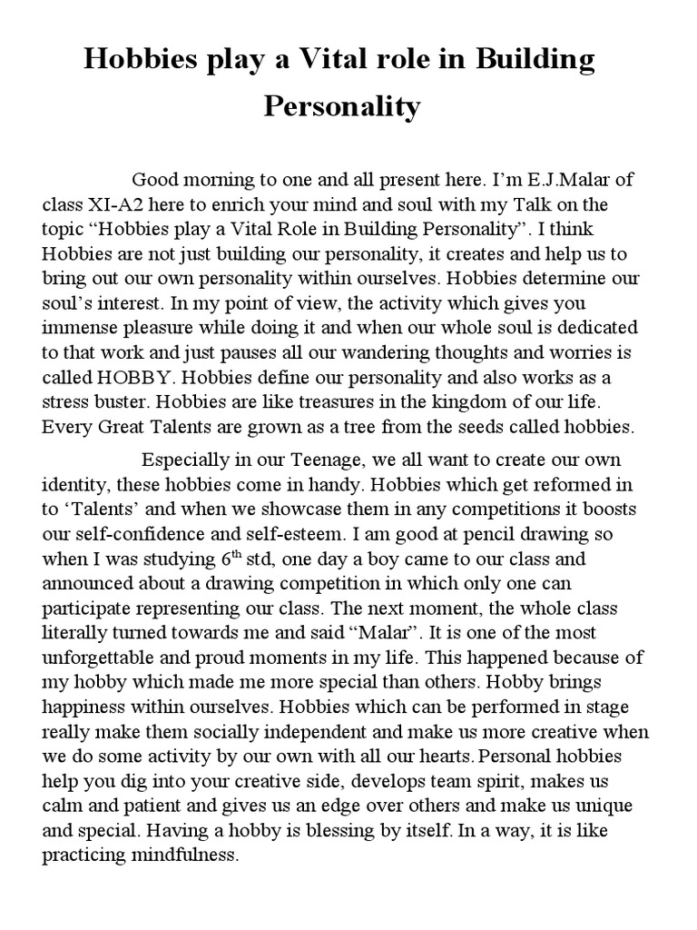 Eng Speech - Hobby | PDF Eng Speech - Hobby | PDF