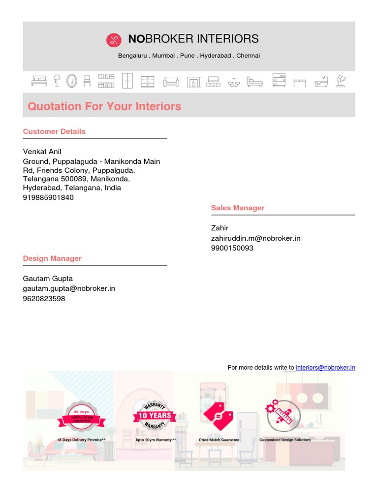 Interior Design Quotation Hyderabad | PDF | Tile | Architectural Design