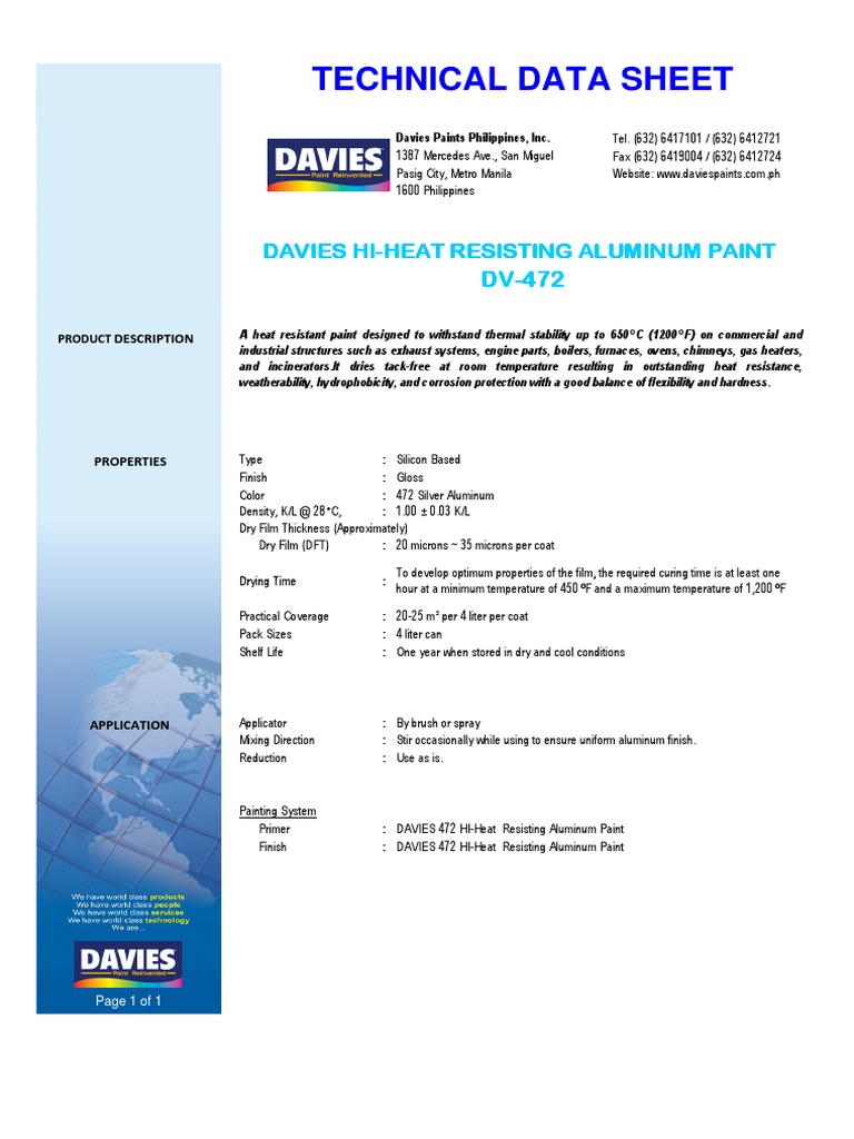 TDS Davies 472 Hi-Heat Resisting Alum11.9 | PDF | Paint | Building ...