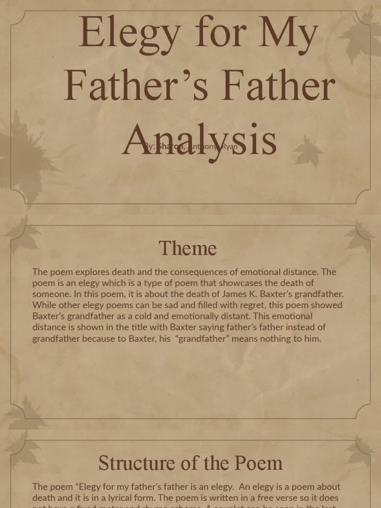 Elegy for My Father's Father Analysis | PDF | Poetry | Poetic Devices