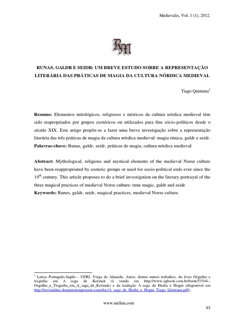 Runas Galdr e Seidr Um Breve Estudo | PDF | Mitologia nórdica | Islândia