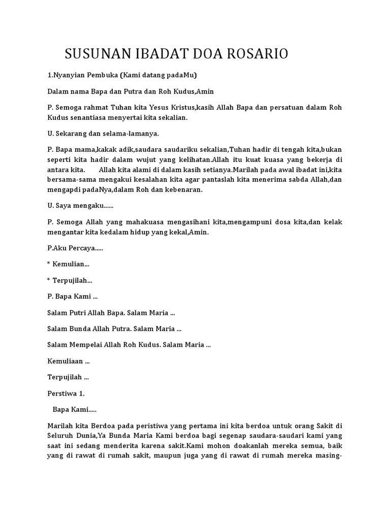 Susunan Ibadat Doa Rosario Katolik | PDF