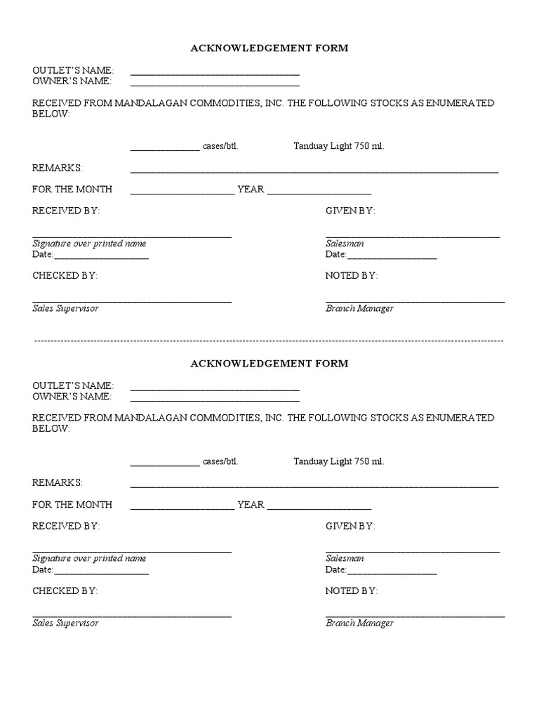 ACKNOWLEDGEMENT FORM JR | PDF