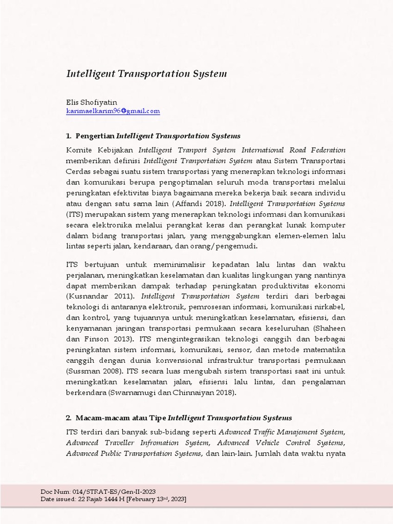 Intelligent Transportation System | PDF