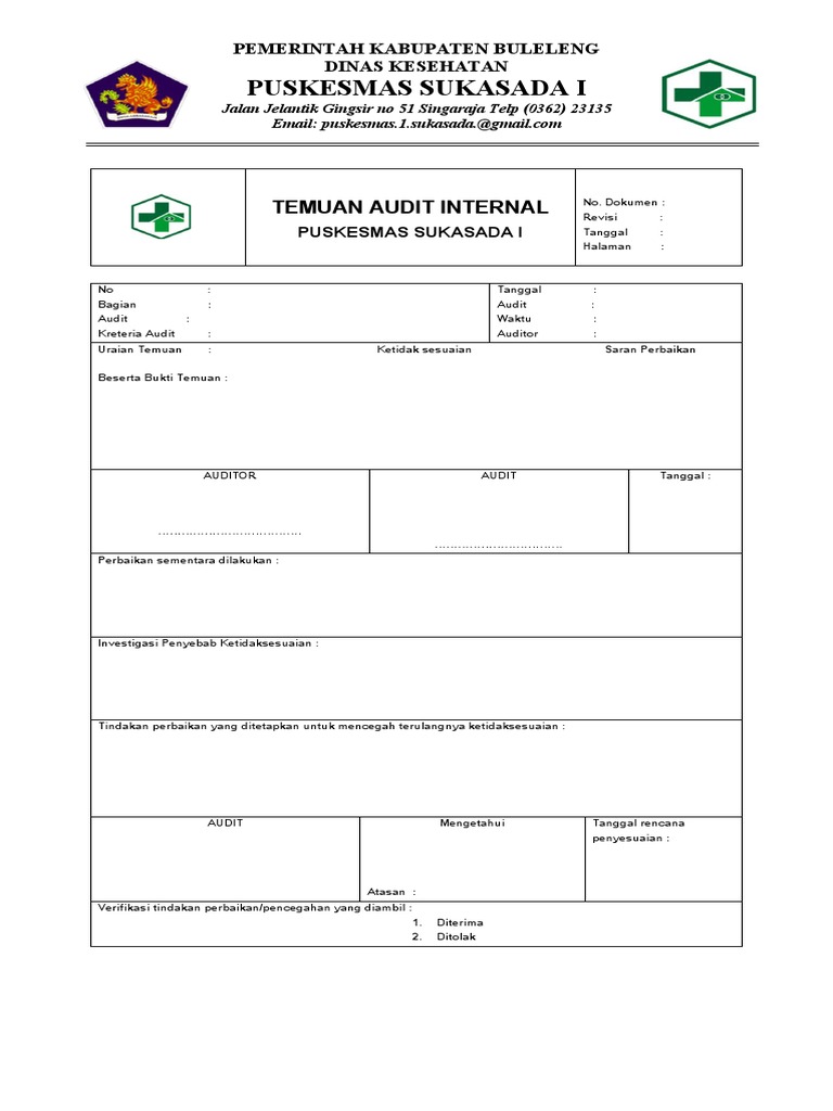 Form Temuan Audit Internal | PDF