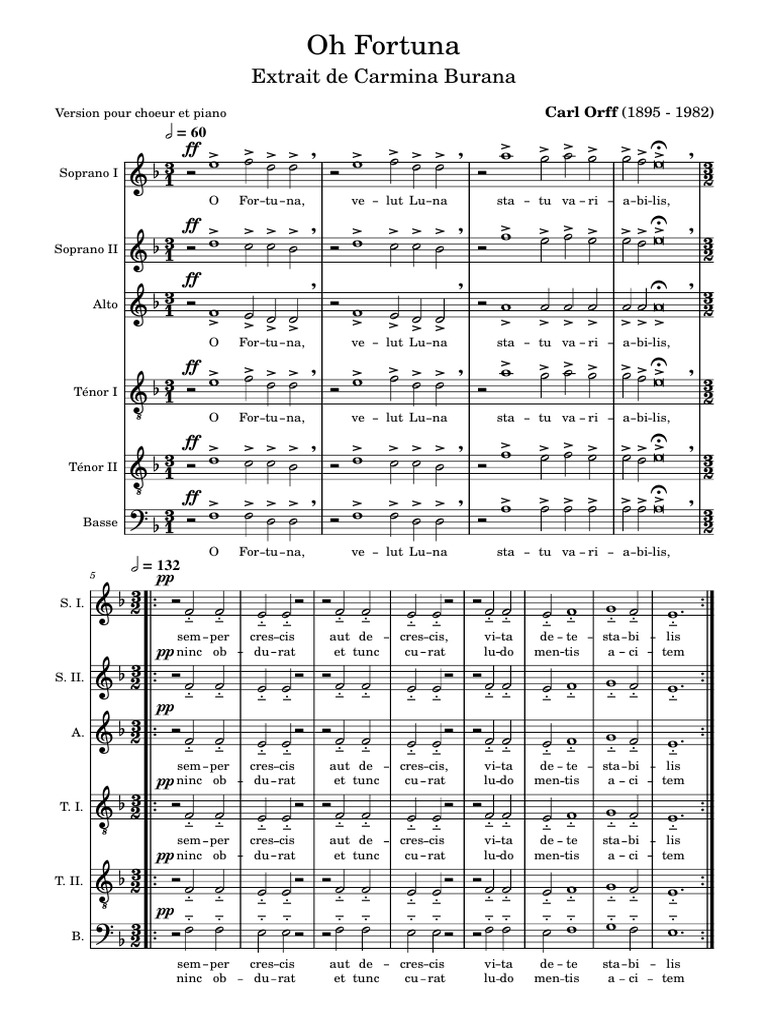 O Fortuna Carmina Burana Carl Orff Choeur Paroles | PDF | Composiciones ...