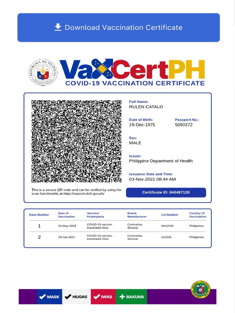 Vax Cert PH | Download Free PDF | Pandemic | Viral Respiratory Tract Infections