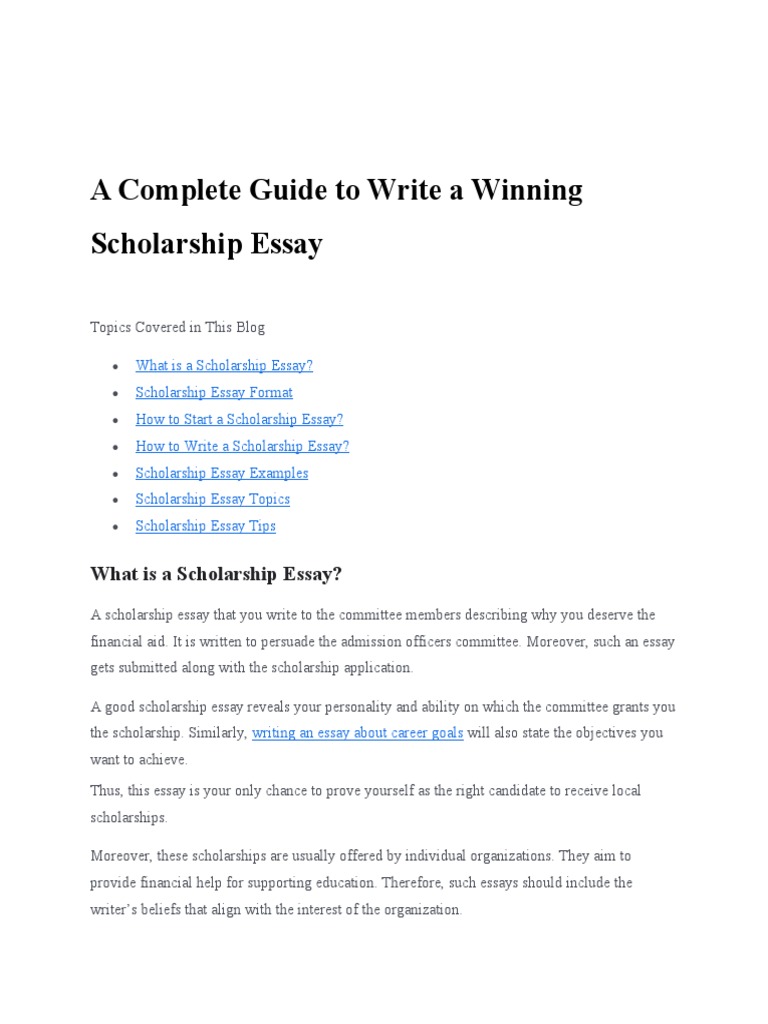 A Complete Guide To Write A Winning Scholarship Essay | PDF