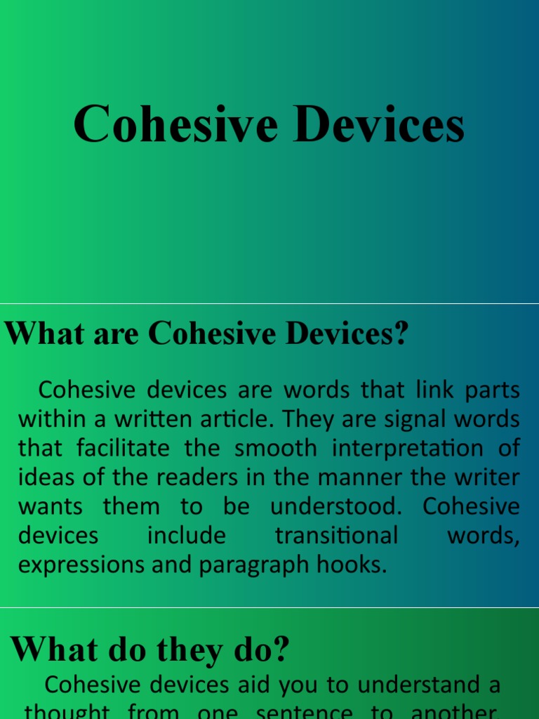 Cohesive Devices | PDF