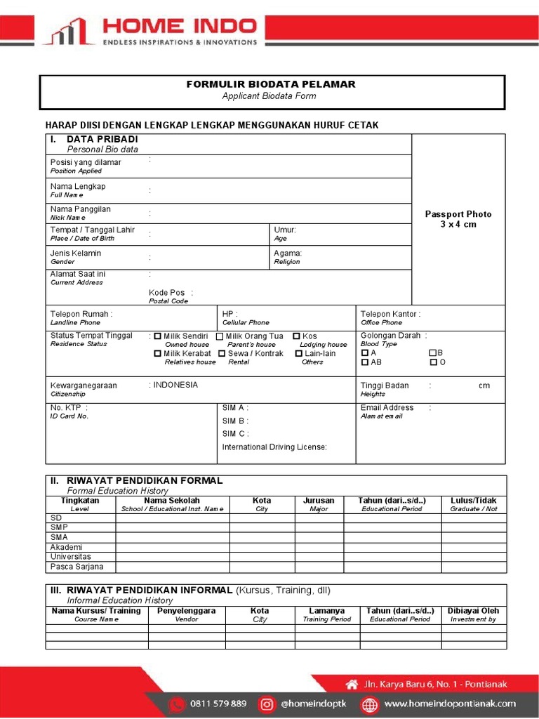 Formulir Pelamar Kerja | PDF