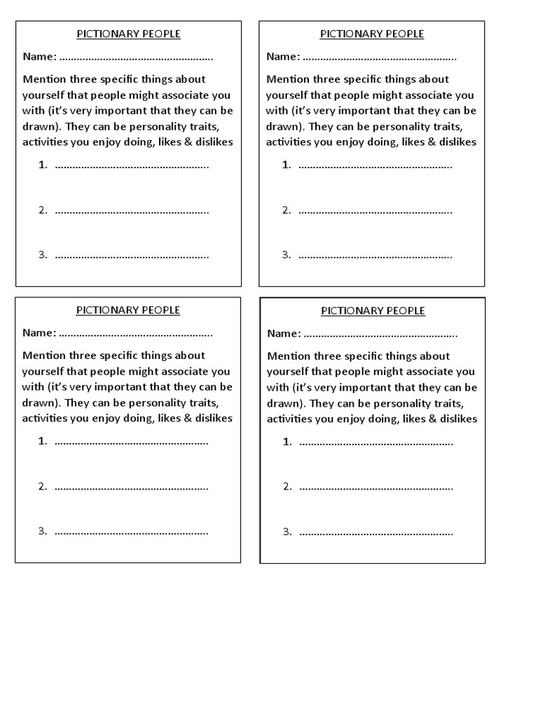 Pictionary People Template | PDF