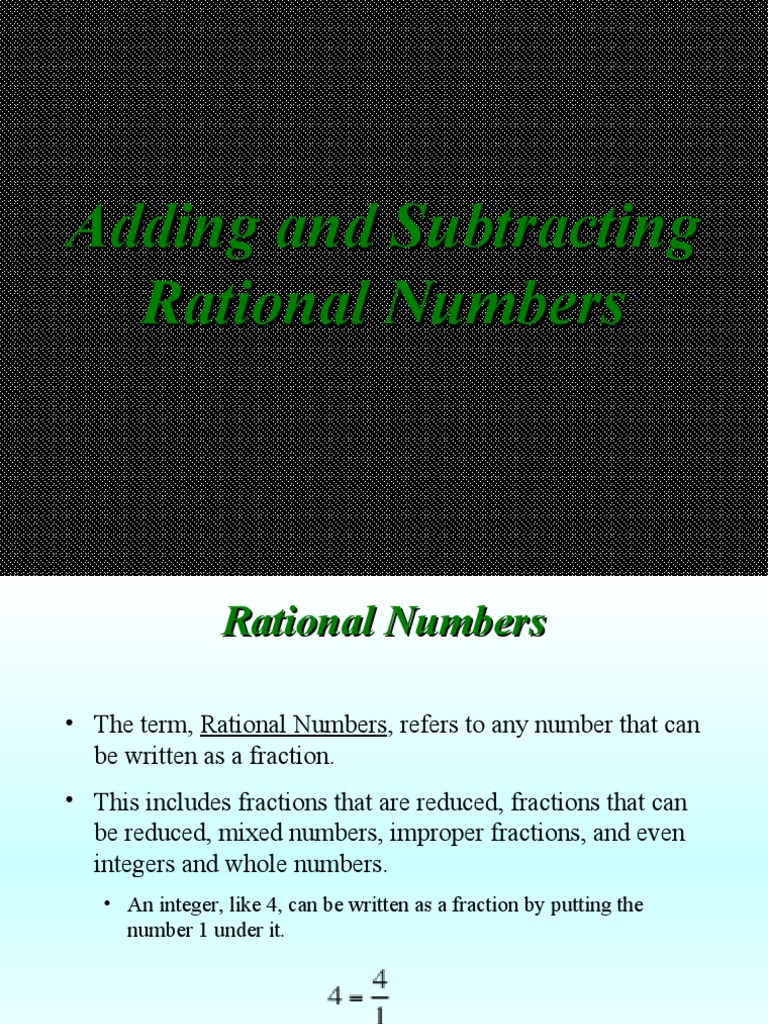 Adding And Subtracting Rational Numbers | Pdf | Numbers | Mathematical 
