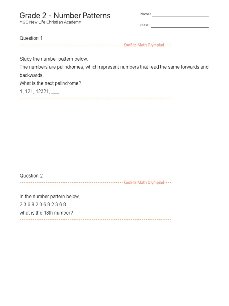 Grade 2 - Number Patterns | Download Free PDF | Arithmetic | Mathematics