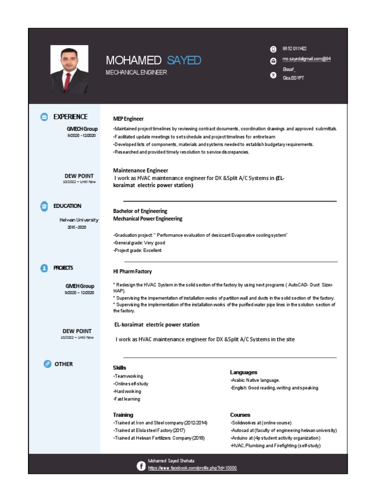 Mohamed Sayed - Mechanical Engineer - CV | PDF | Engineering | Building Engineering