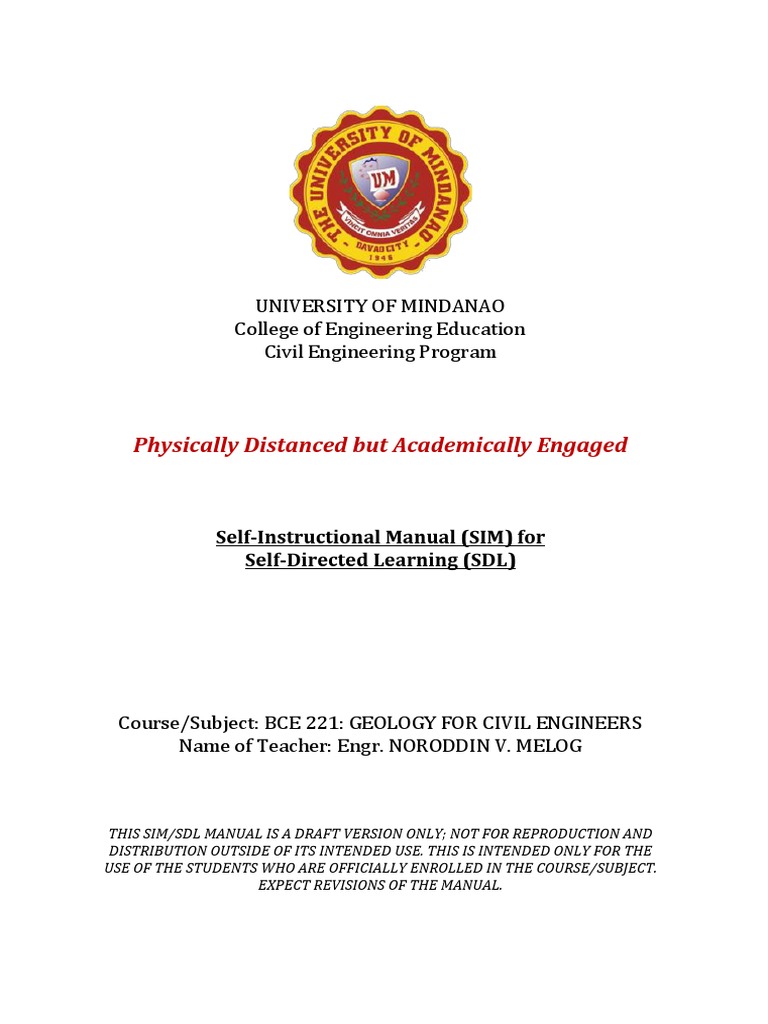 Bce 221 Sim SDL Manual - Week 8-9 | PDF | Geophysics | Physical Sciences