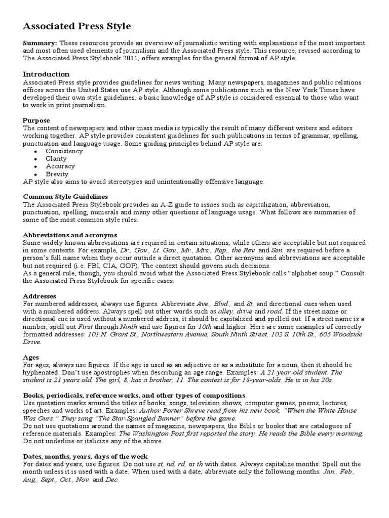 Associated Press Style Essentials | PDF | Linguistics