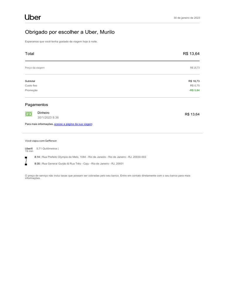 Recibo Uber 30-01 | PDF