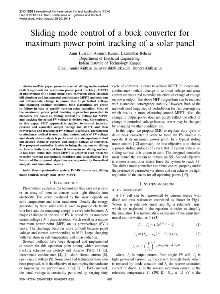 Sliding Mode Control of A Buck | PDF | Photovoltaics | Quantity