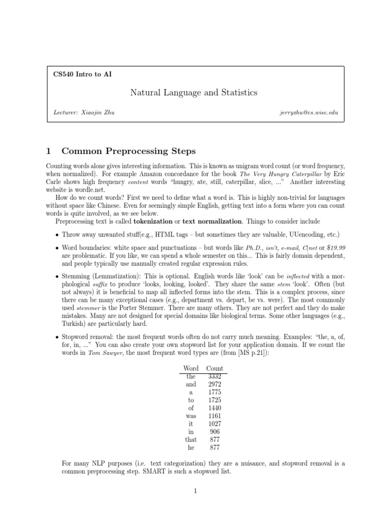 Natural Language and Statistics | PDF | Probability Distribution ...