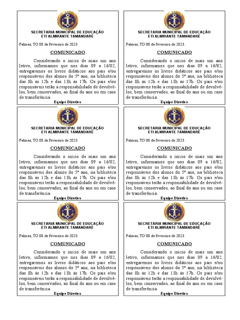 Bilhete Entrega de Livros | PDF