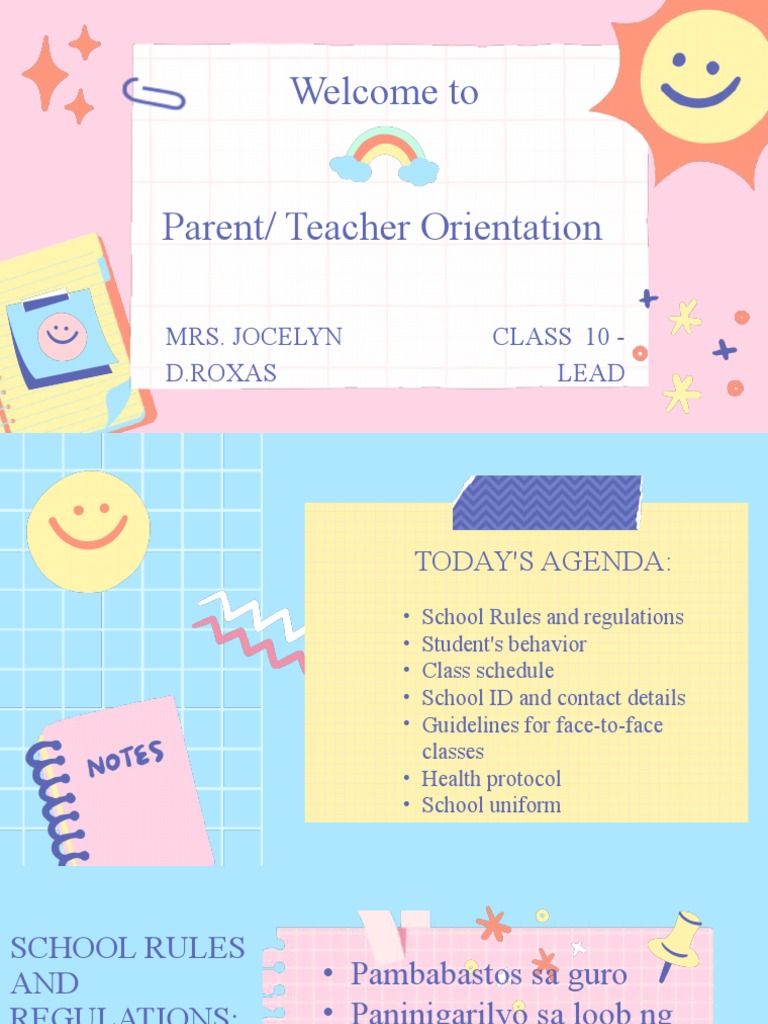 Parent-Teacher Orientation Agenda | PDF | Career & Growth