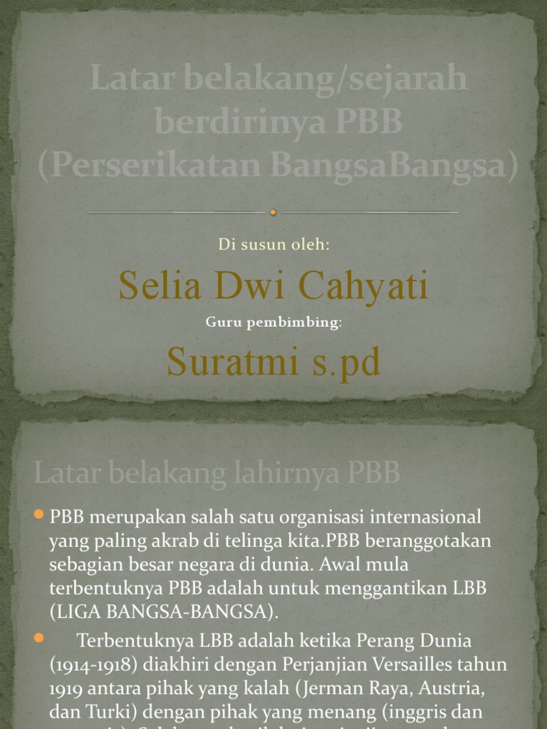 Latar Belakang Lahirnya PBB | PDF