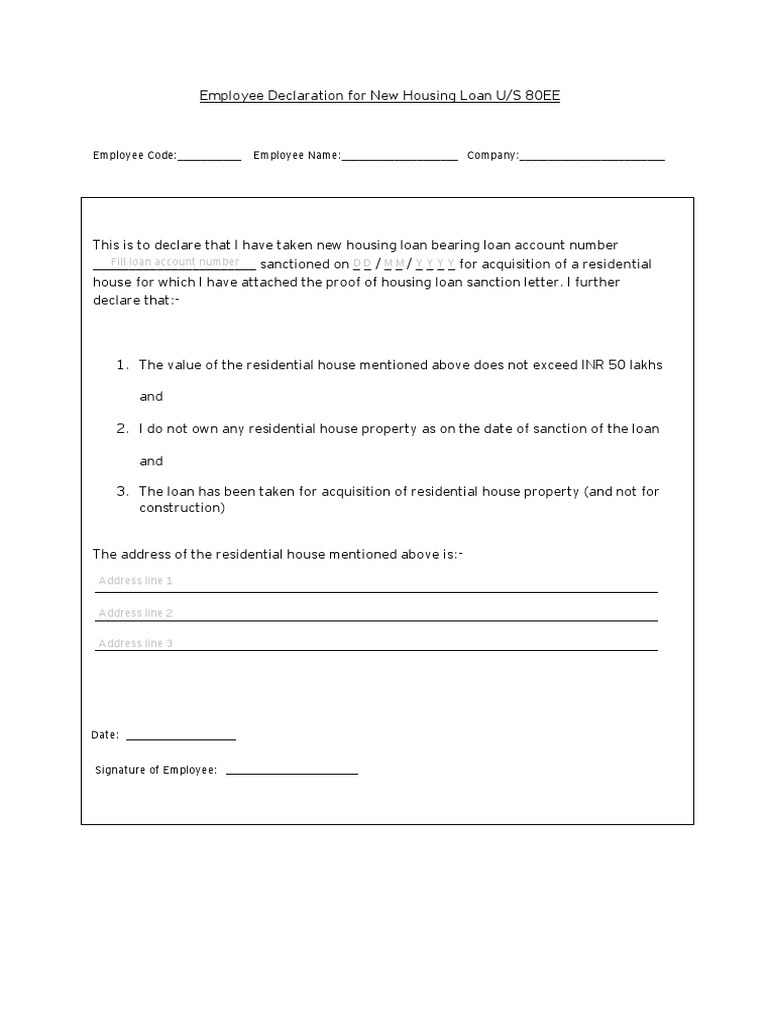 Declaration U - S 80EE | PDF