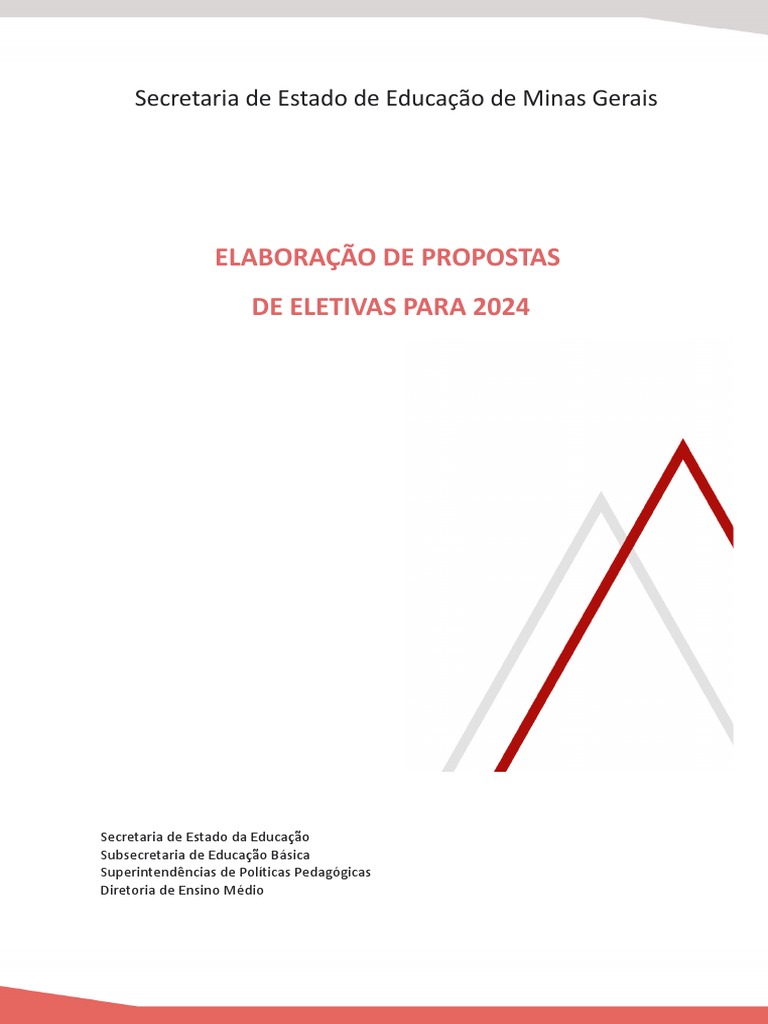 SEEMG Elaboração Propostas de Eletivas Novo Ensino Médio para 2024 ...