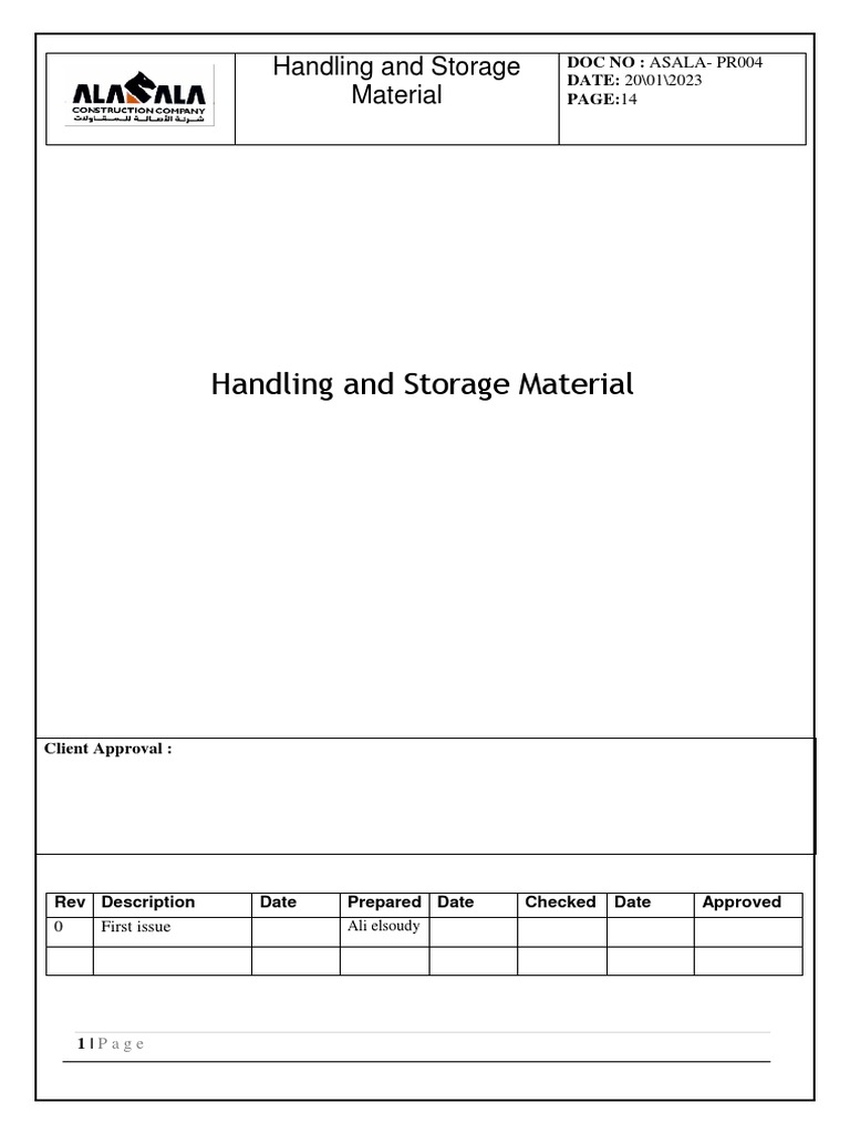 4 ASALA - Storage and Handling Pr. | PDF | Warehouse