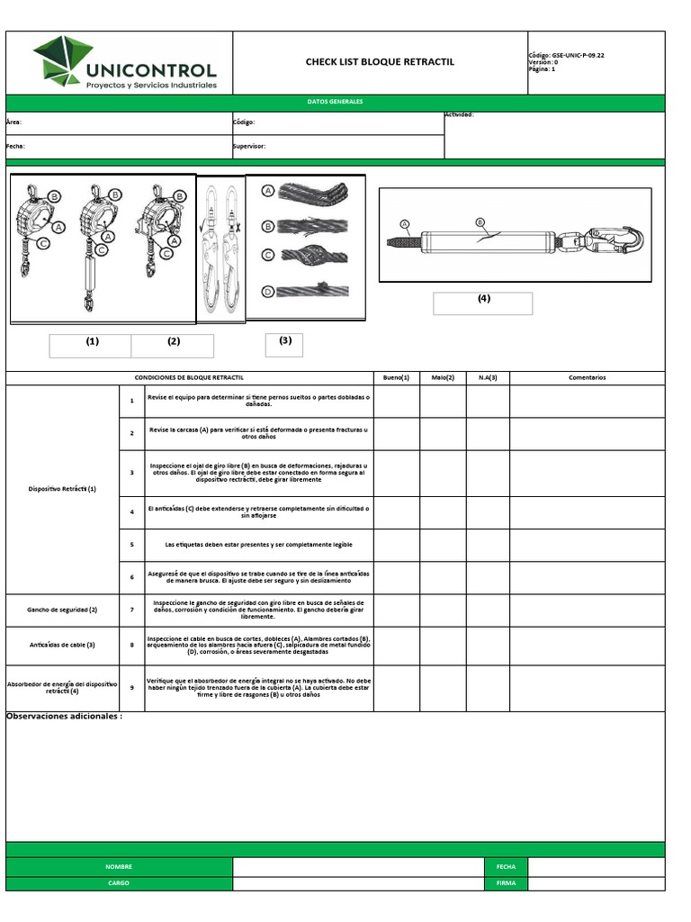 Gse-Unic-P-09.22 Inspección de Bloque Retractil | PDF | Química | Rieles