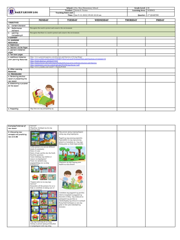 DLL Quarter 2 Week 8 Science 3 | PDF