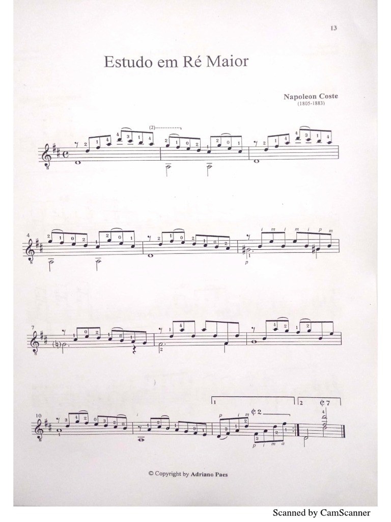 Estudo em Ré Maior para Violão | PDF
