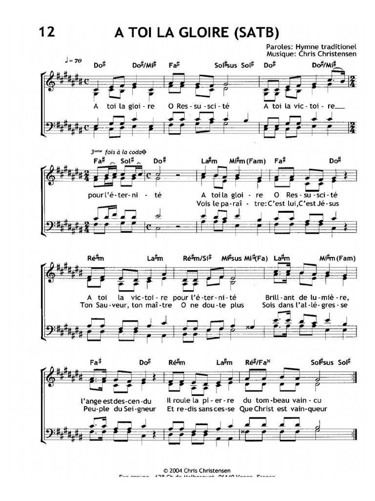 A Toi La Gloire (Satb) | PDF