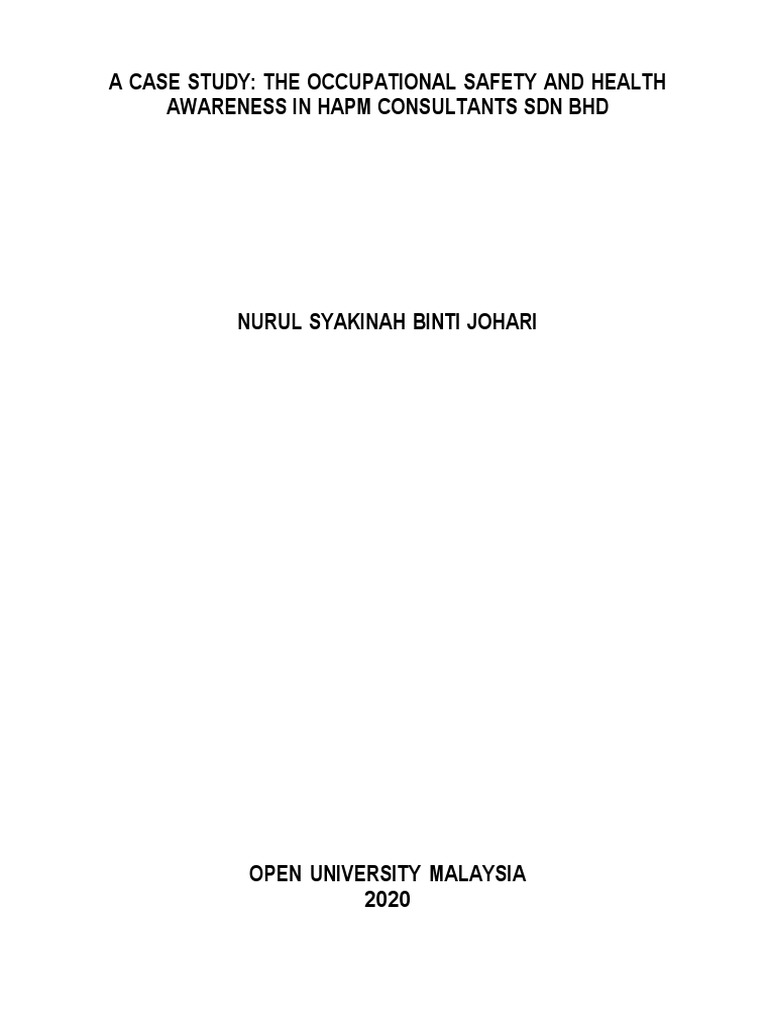 Case Study Safety and Health Awareness | PDF | Occupational Safety And Health | Economic Growth