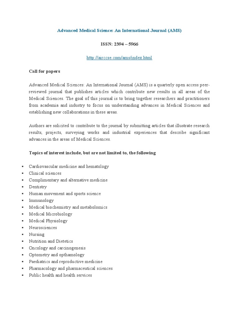Advanced Medical Science Ams | PDF
