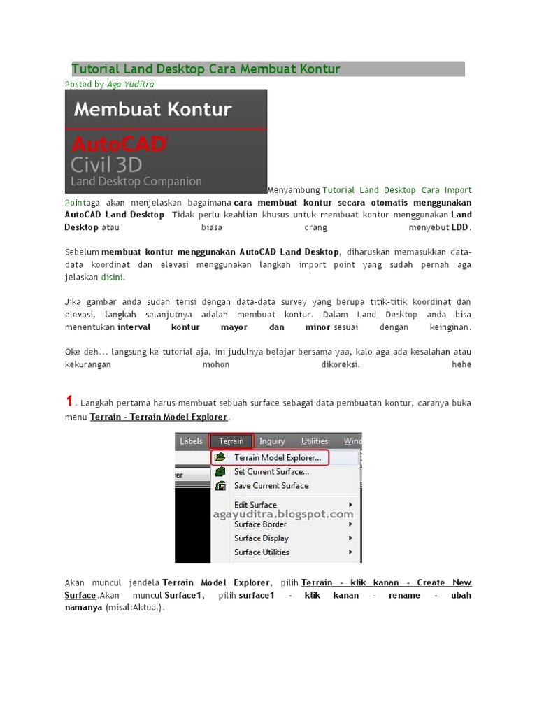 Tutorial Kontur AutoCAD Land Desktop | PDF