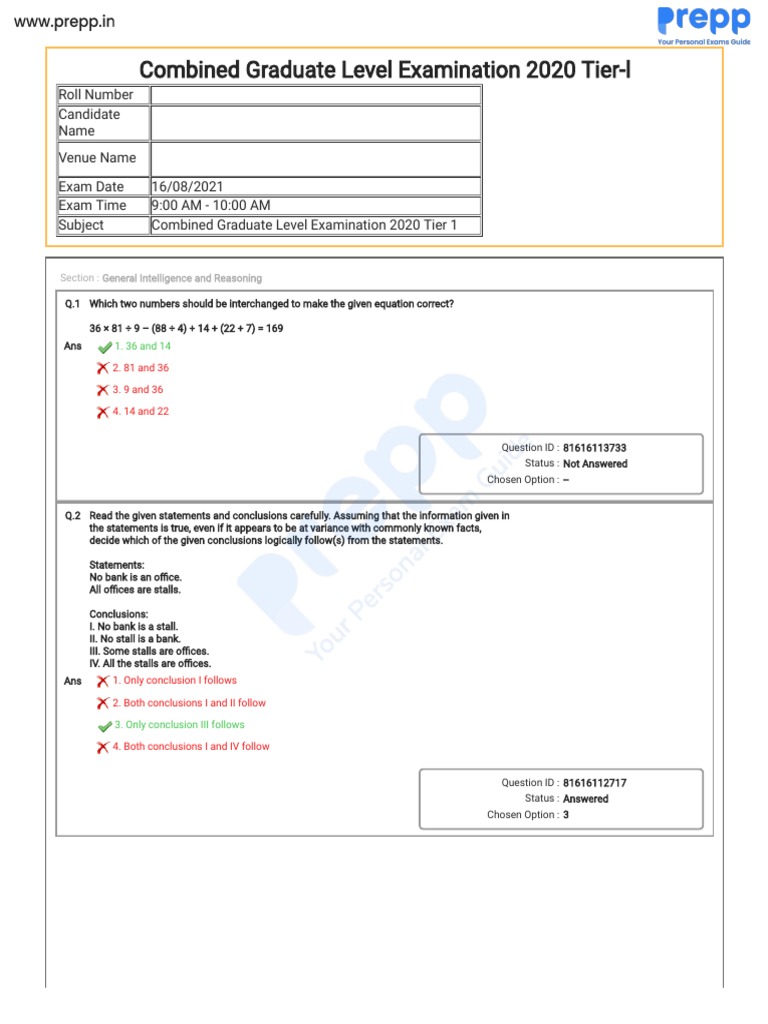 SSC CGL Tier-1 Shift 1 - 16 08 2021 | PDF | Question