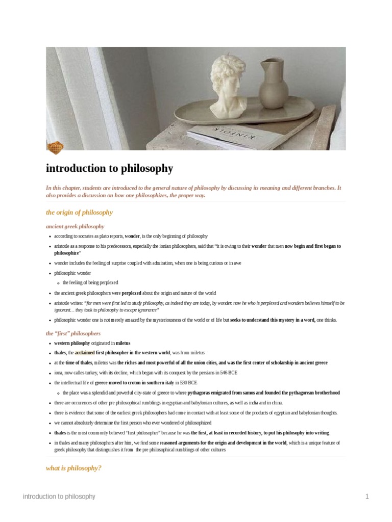 Introduction To Philosophy Pdf Metaphysics Knowledge